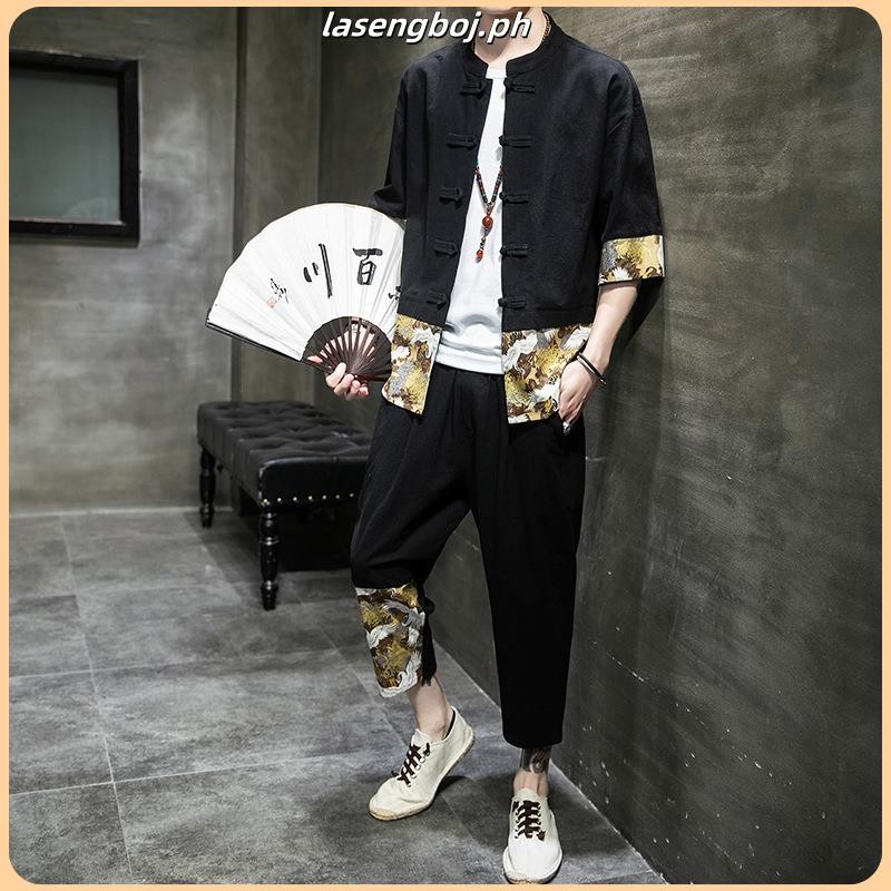 Chinese style men's clothing retro style Hanfu slim fit Zhongshan suit ...