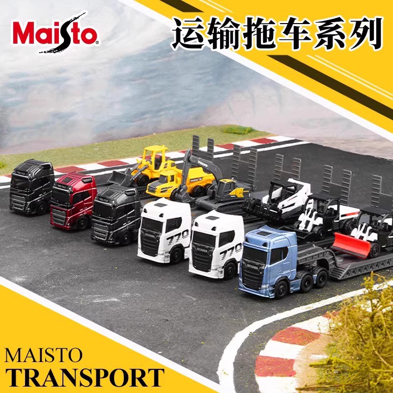 Maisto Volvo FH16 & Scania 770S Heavy Duty Transporter Set with Diecast ...