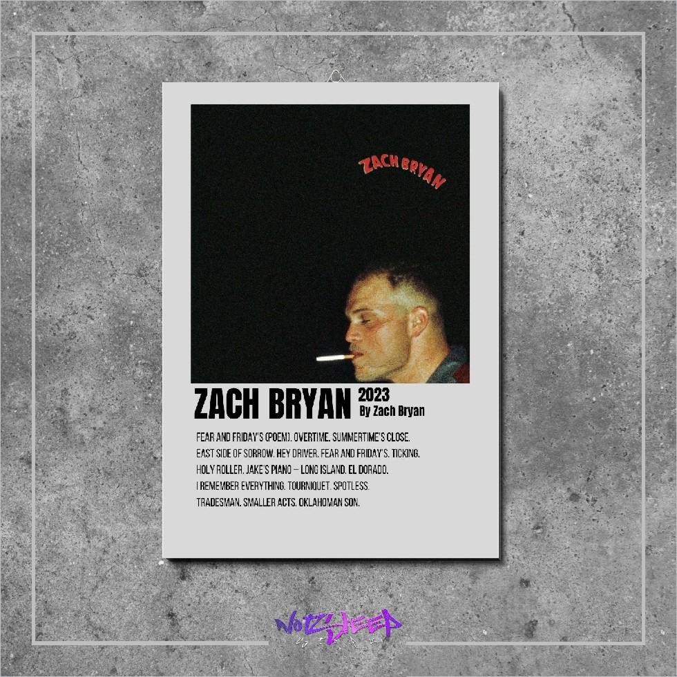 Wooden Poster Wooden Frameless Poster Cover Music Album Zach Bryan Zach ...