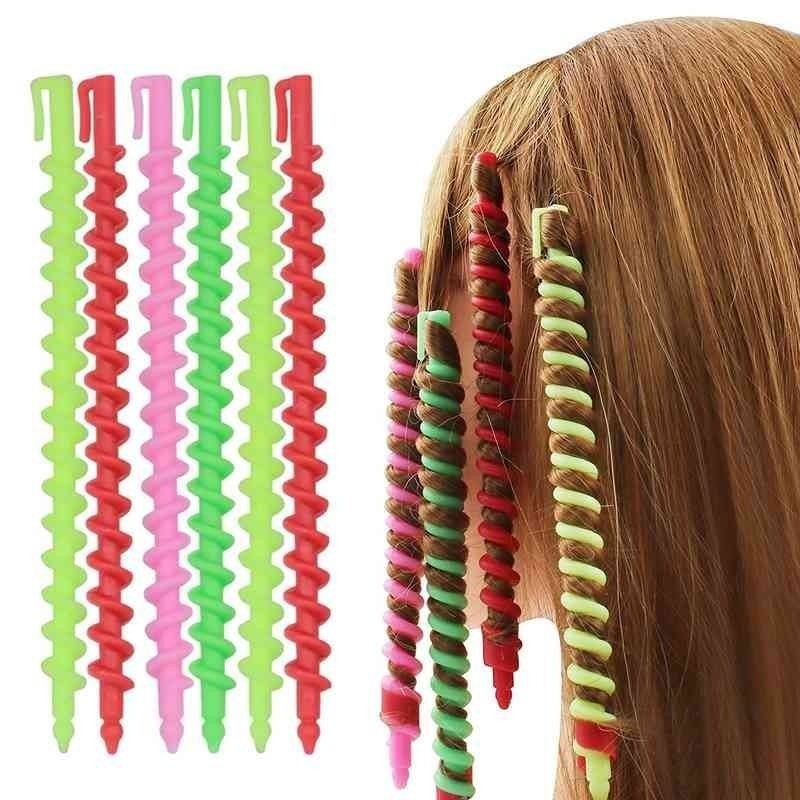Plastic Spiral Perm Stick Heatless Hair Curler Women Curly Hair Rollers ...