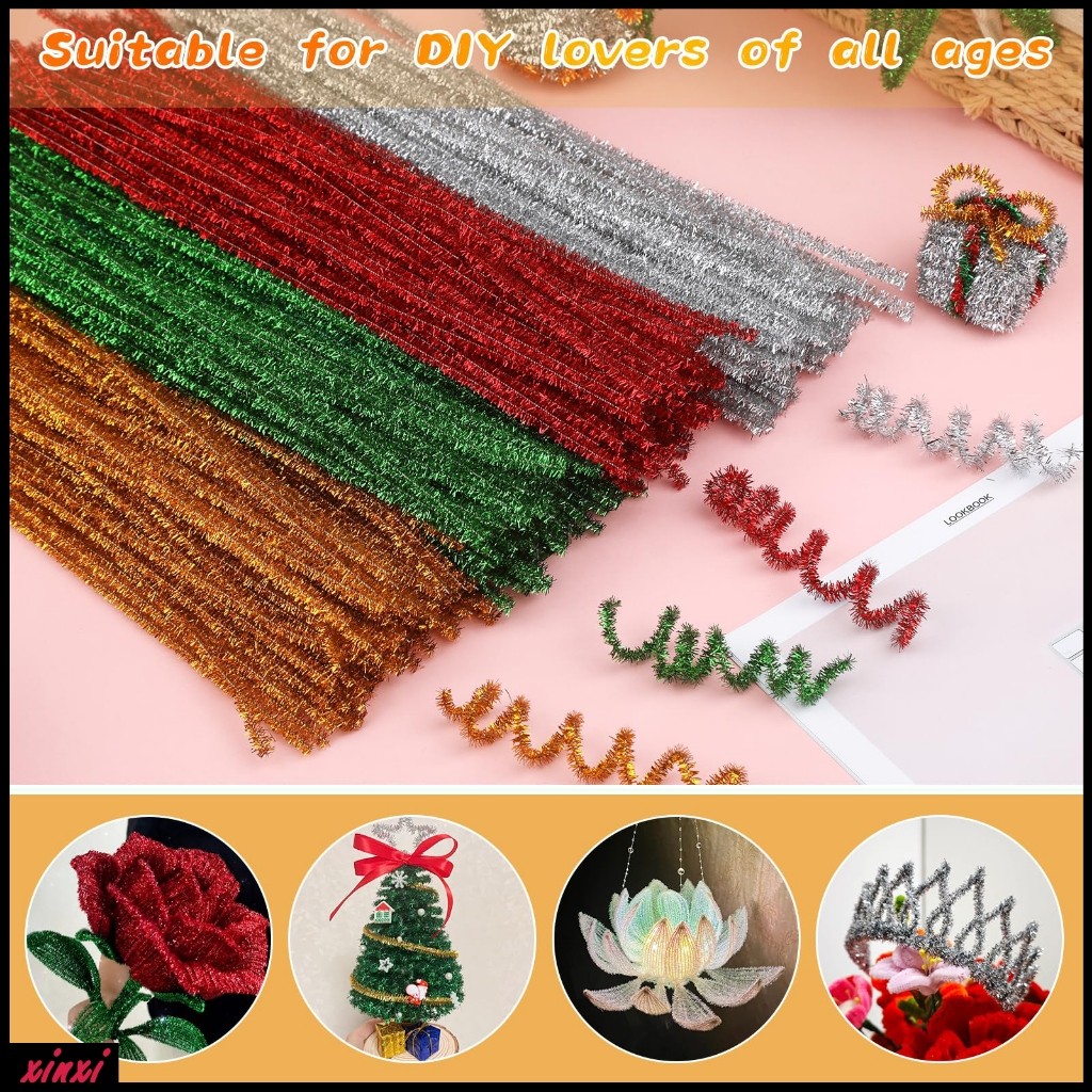 100pcs Glitter Pipe Cleaners |glitter Fuzzy Wire| Sparkly Chenille ...