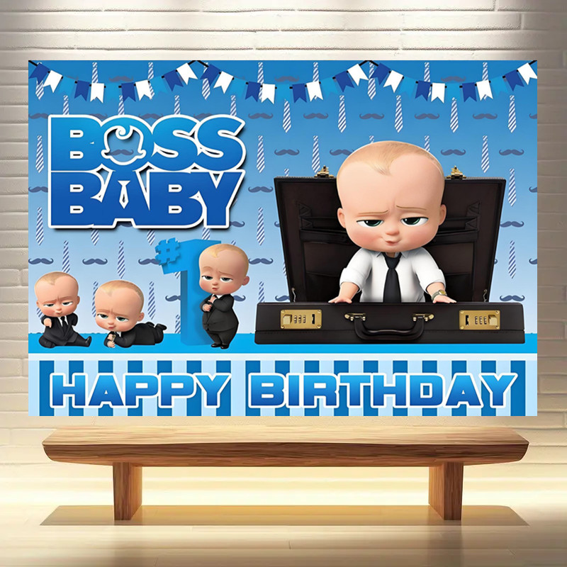 125*80CM Baby Boss Backdrop Kids Girls Boys Birthday Party Baby Boss ...