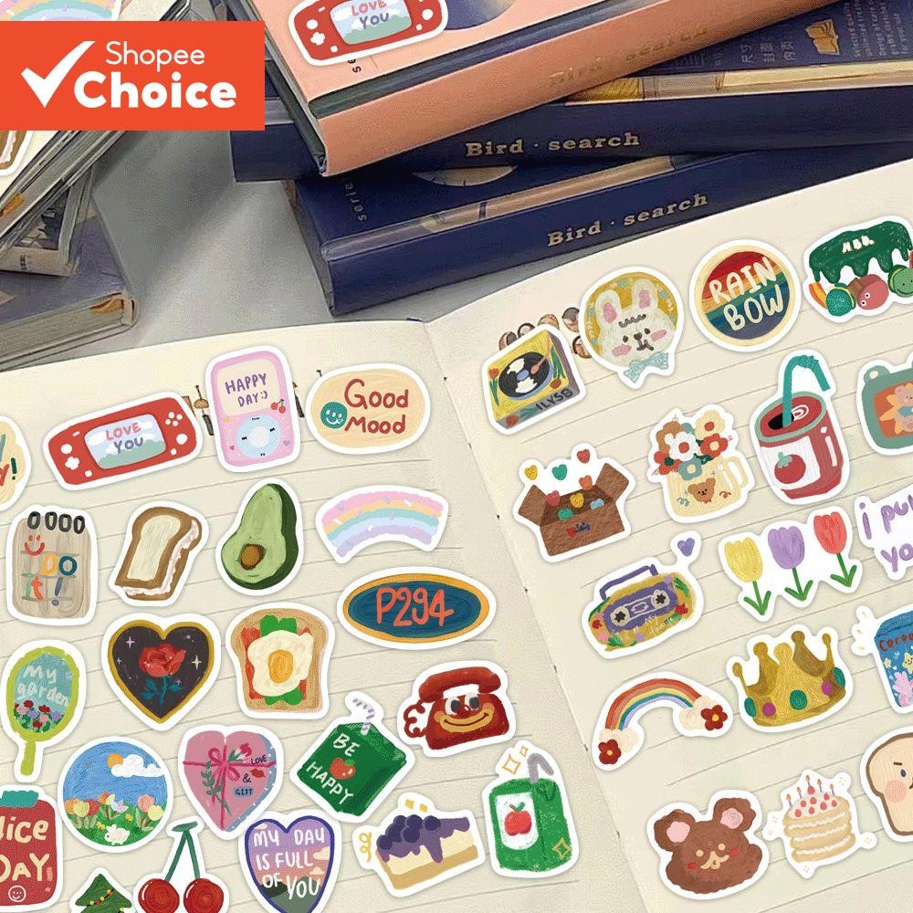 Korean Bear Stickers Food Cartoon 90Pcs Creative Aesthetic Waterproof ...