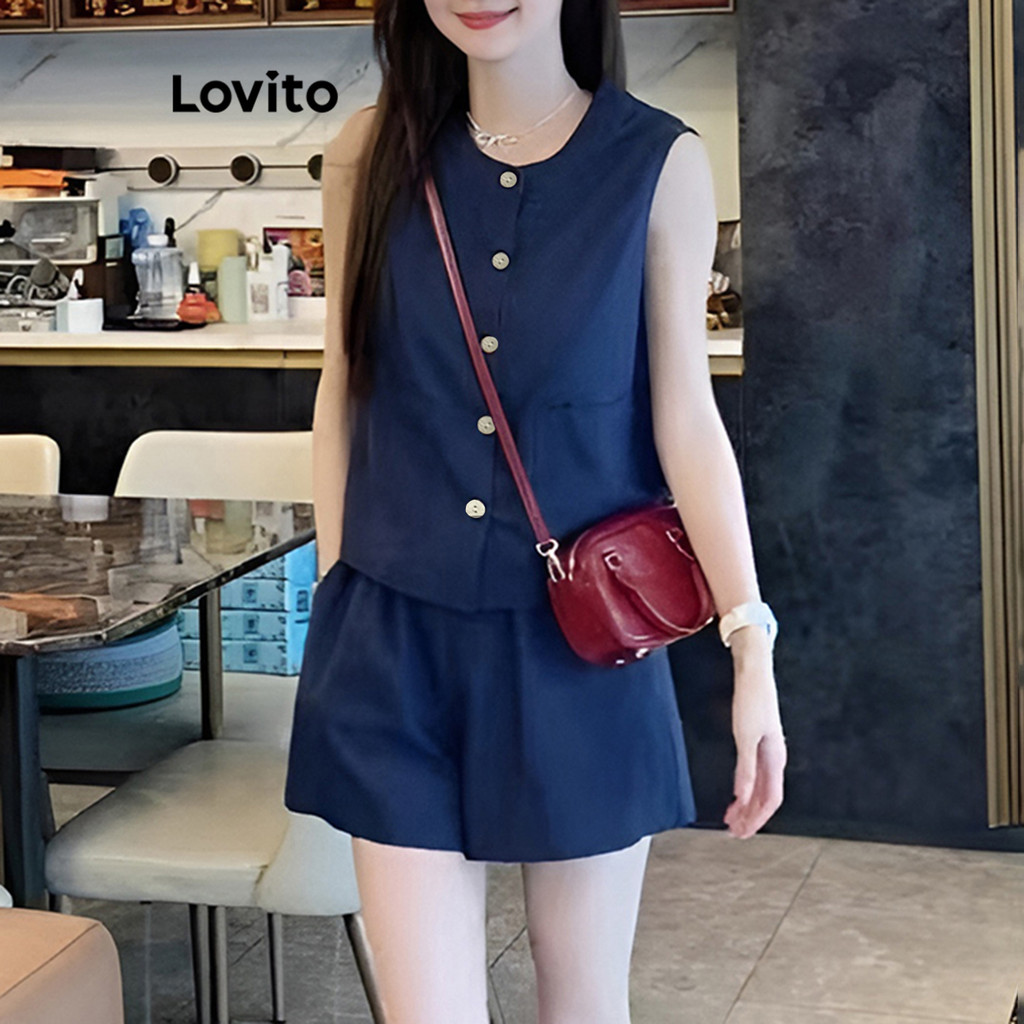 Lovito Women Elegant Shorts Sets Plain Basical Tops or Bottoms LNE77185 | Shopee Philippines