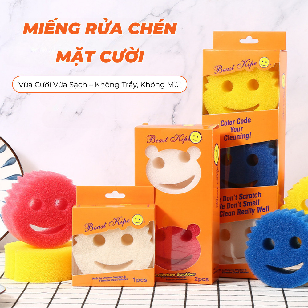 KOTO 2-Sided Smiley Face Sponge Dishwashing Pad for Multi-Purpose ...