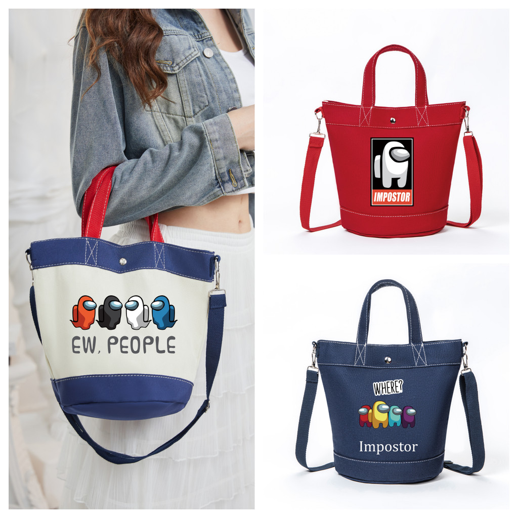 Anime Among Us Canvas Bag Crossbody Large Capacity Bucket Lunch Box Bag ...