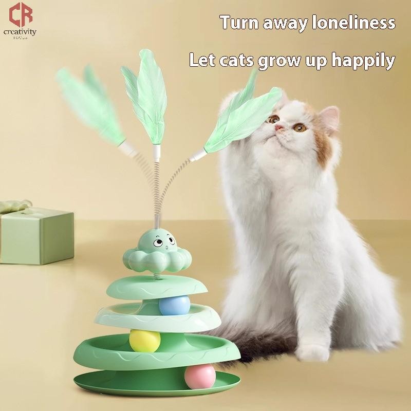 [CR] Rotating Octopus Cat Toy Collapsible Four-layer Turntable Track ...