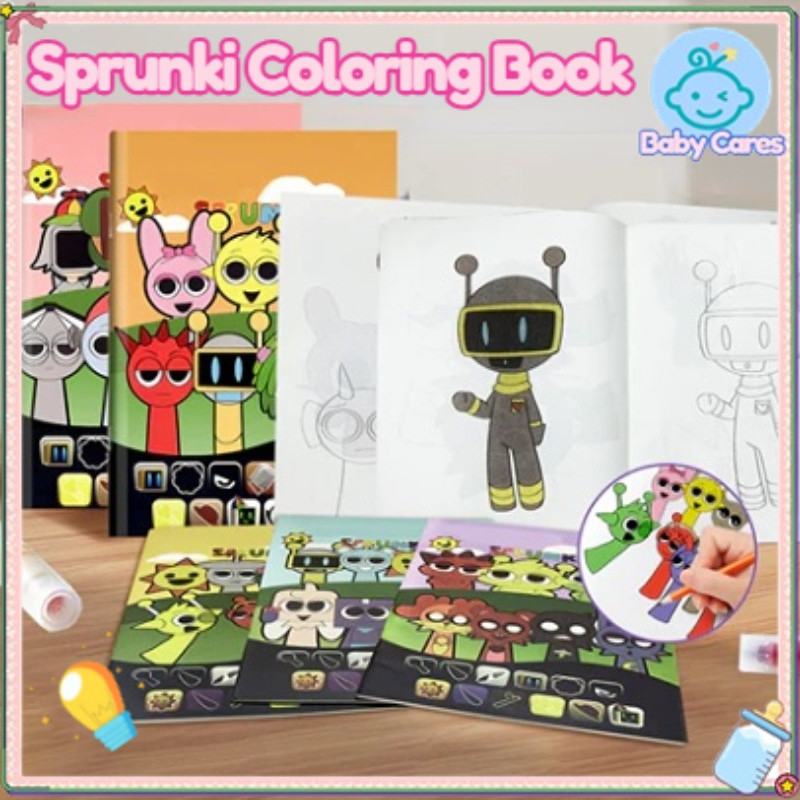 Kids Sprunki Coloring Book Handwriting Book Line Drawing Stencils Set ...