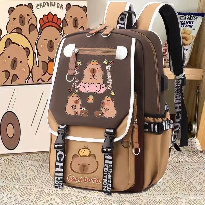 In stock Kapibara Backpack Cute Capybara Backpack for Students Large ...