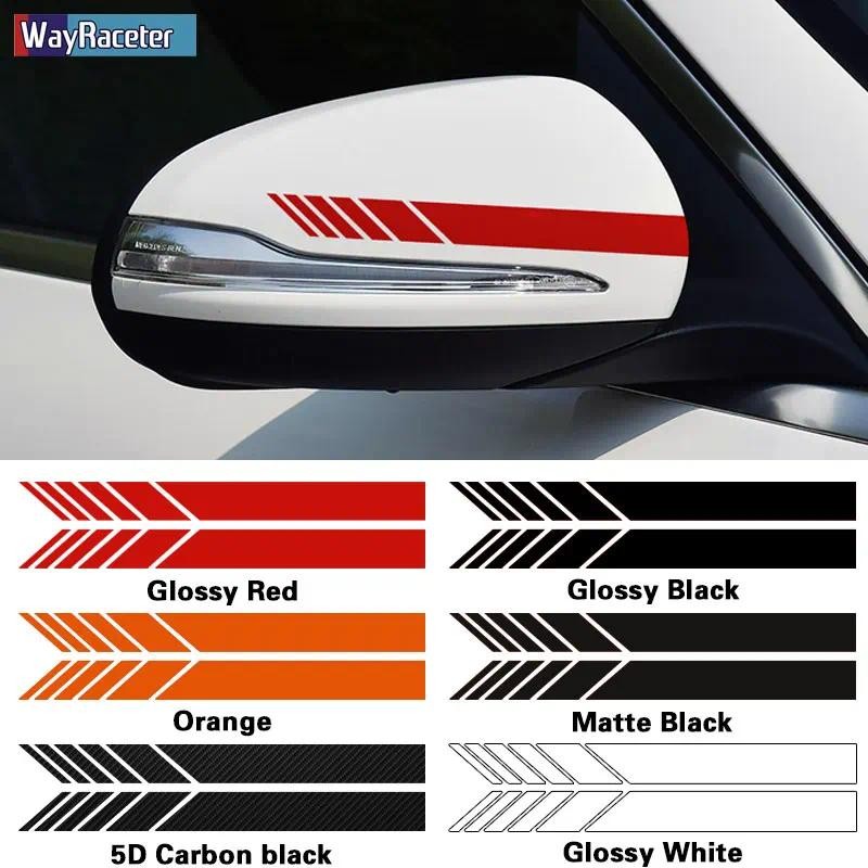 2 Pcs Car Rear View Mirror Sticker Stripes Vinyl Decal For Mercedes ...