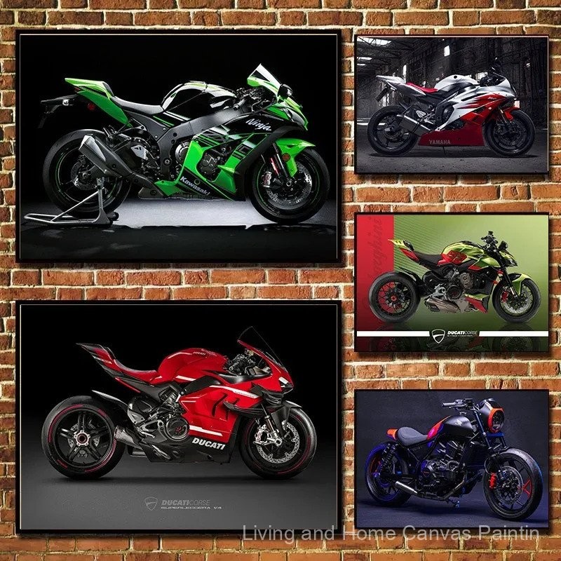 Motorcycle Performance Race Motorcycle Series Print Canvas Posters Cool ...