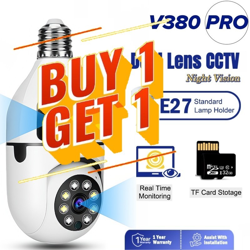 BONUS V380 Pro 4MP E27 CCTV Bulb Dual Lens CCTV No WIFI Needed Camera ...