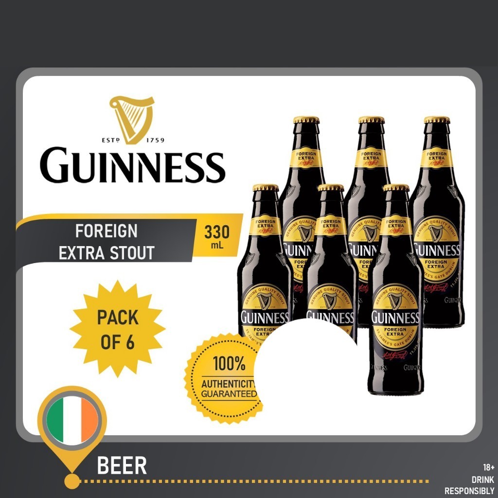 Guinness FES Foreign Extra Stout Irish Beer 6 Bottles 330mL | Shopee ...