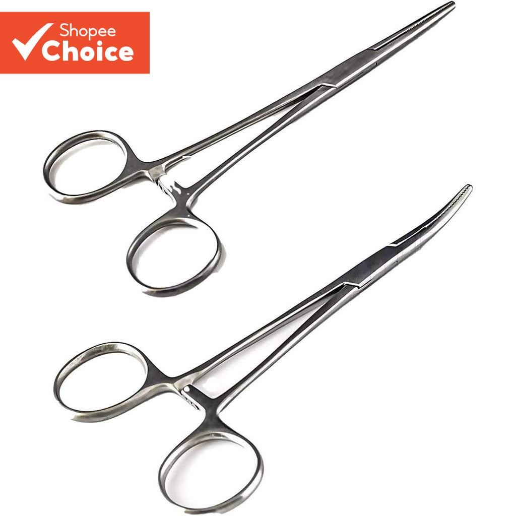 Straight and curved stainless steel stainless steel hemostatic forceps ...