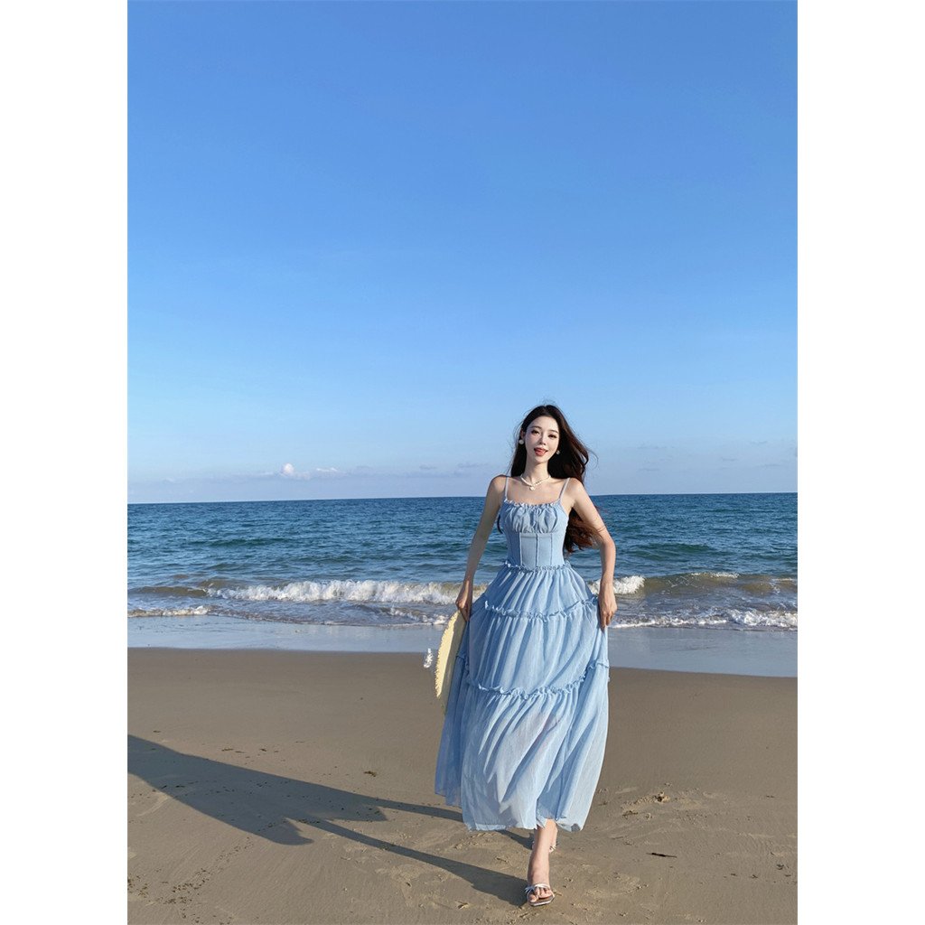Pastel blue strap dress | Shopee Philippines
