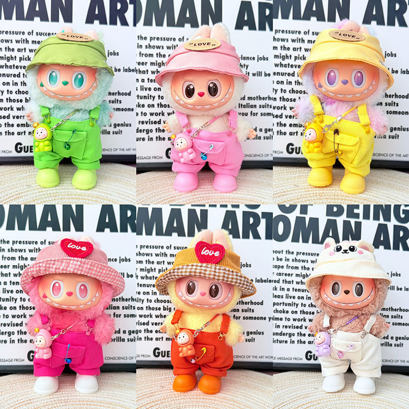 no doll] 1/2/3Generation Labubu Colorful Overalls Rain Boots Hat ...