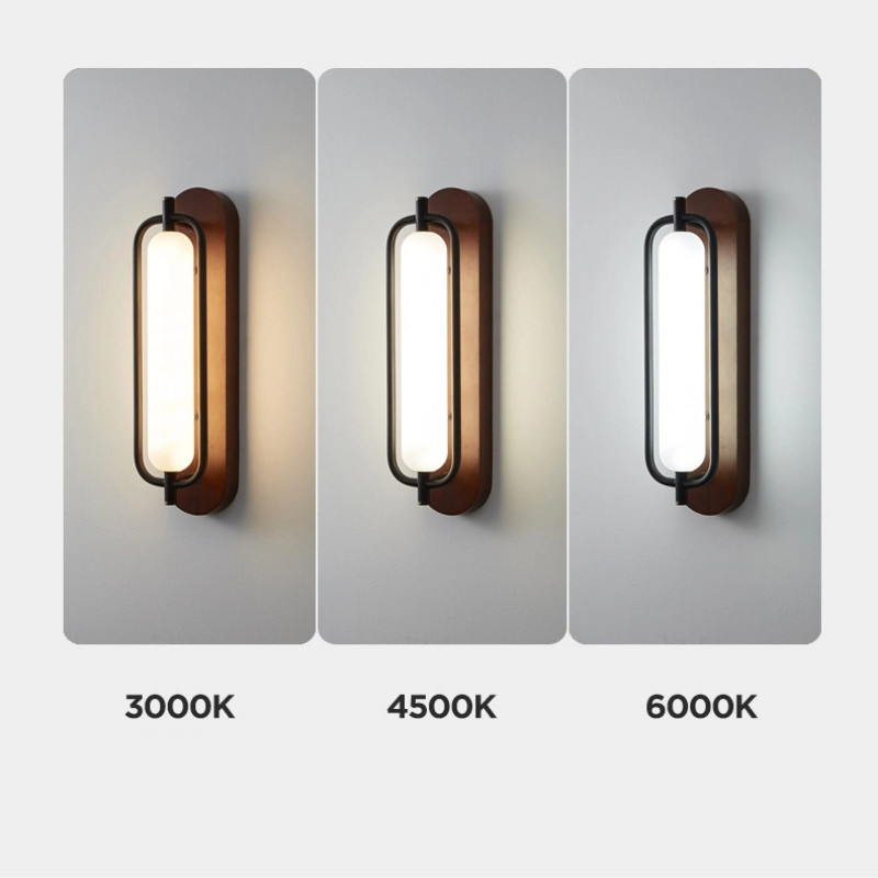 Medieval Style Wooden Wall Lamp with Glass Lampshade, LED Iron Strip ...