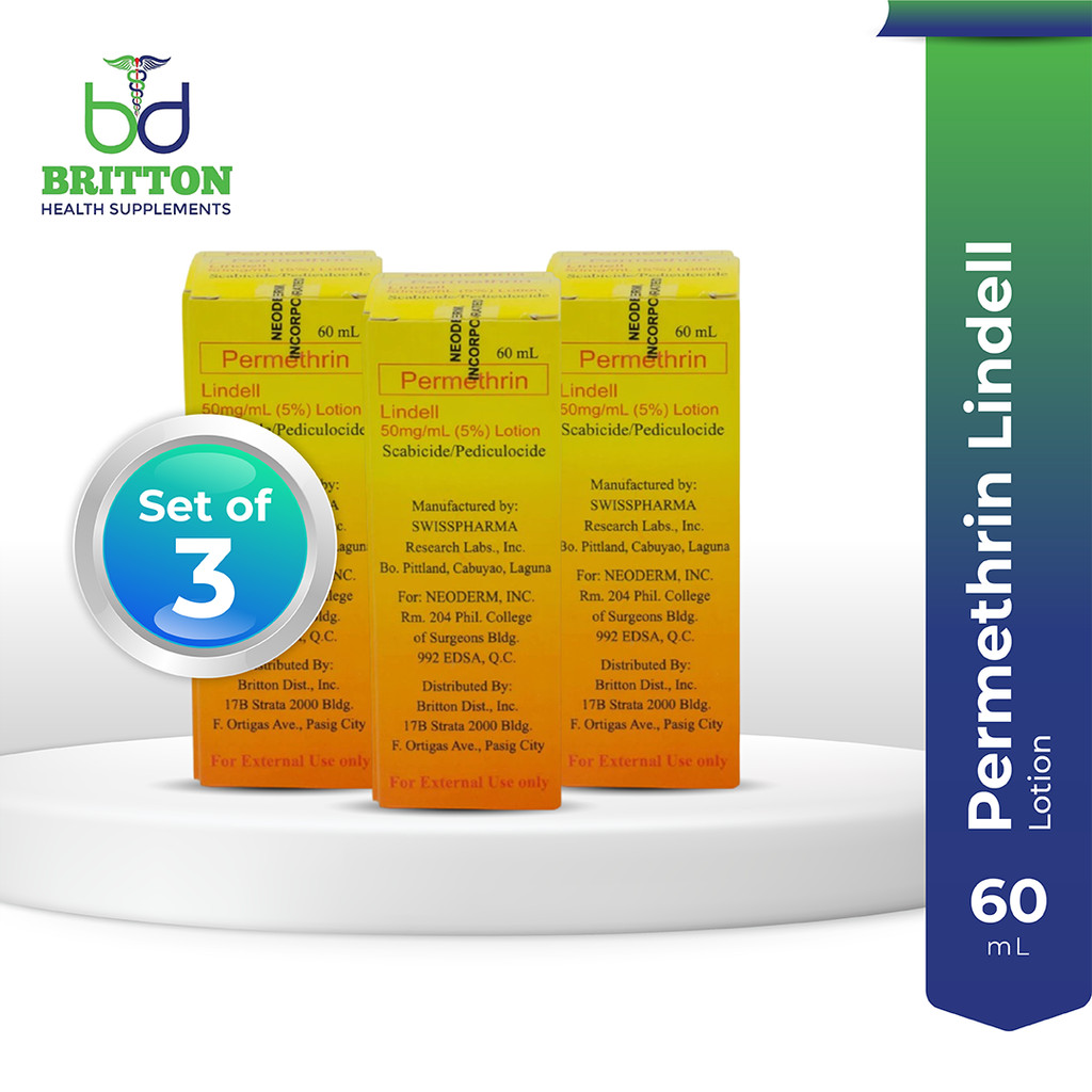 [BUNDLE OF 3] Britton Permethrin Lindell Lotion 60ml Effective Skin ...