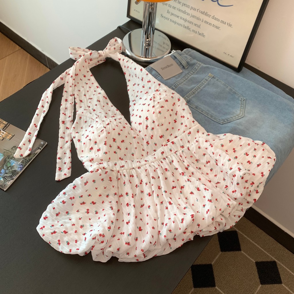 French Elegant Fashion Casual All-Match Slim-fit Flower Bud Halter ...