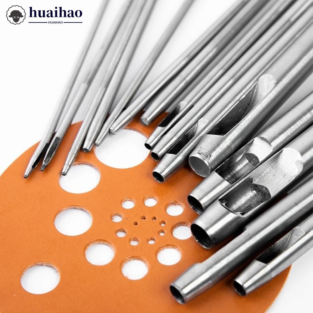 HUAIHAO 6pcs 1-5mm Leather Hole Punching Tools Steel Hollow Round Hole ...