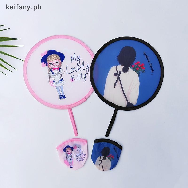 keifany Mini Portable Folding Fan Cloth Flying Disk Fan Round With ...