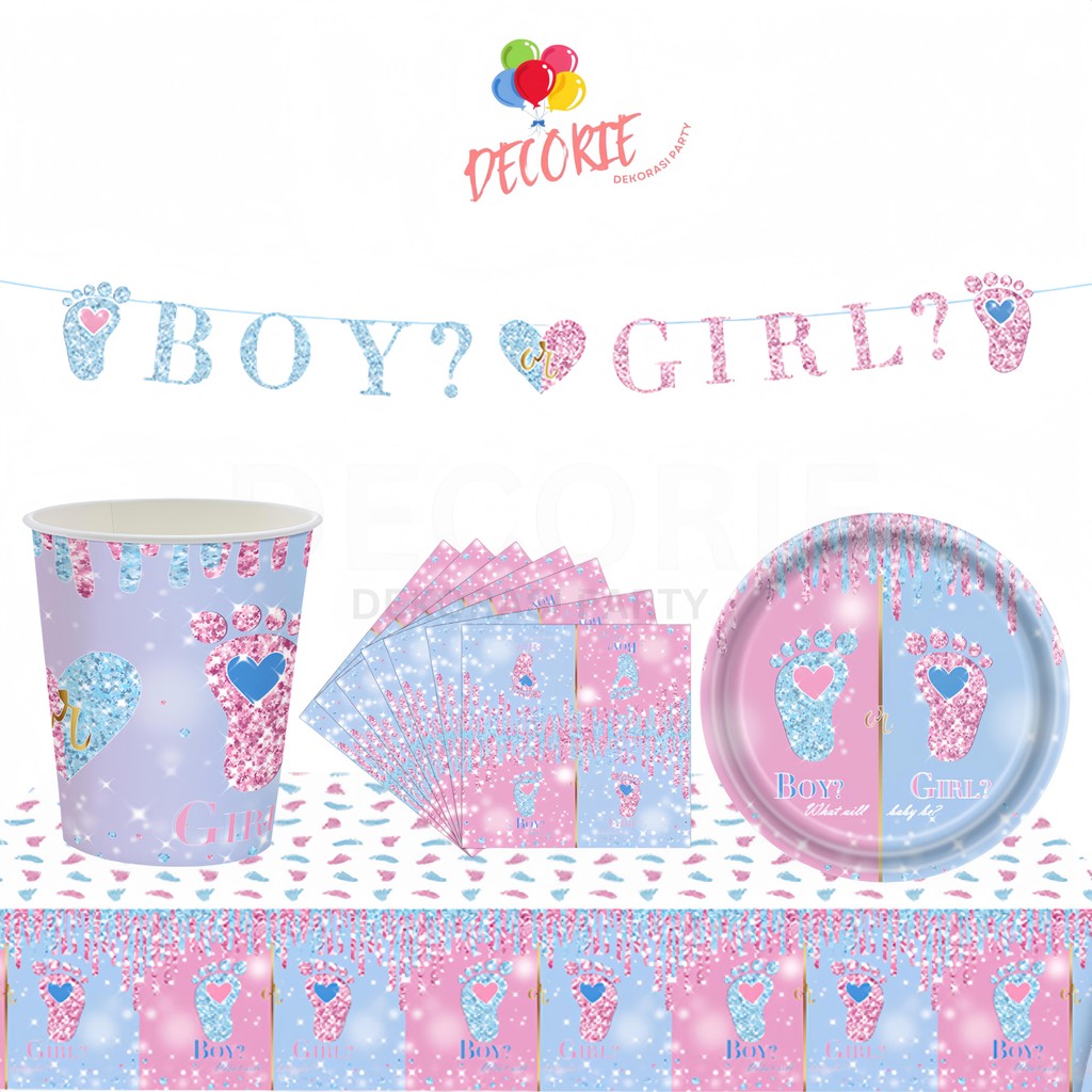 REVEAL GENDER/party plate/party food tool/paper plate/glass/tissue ...
