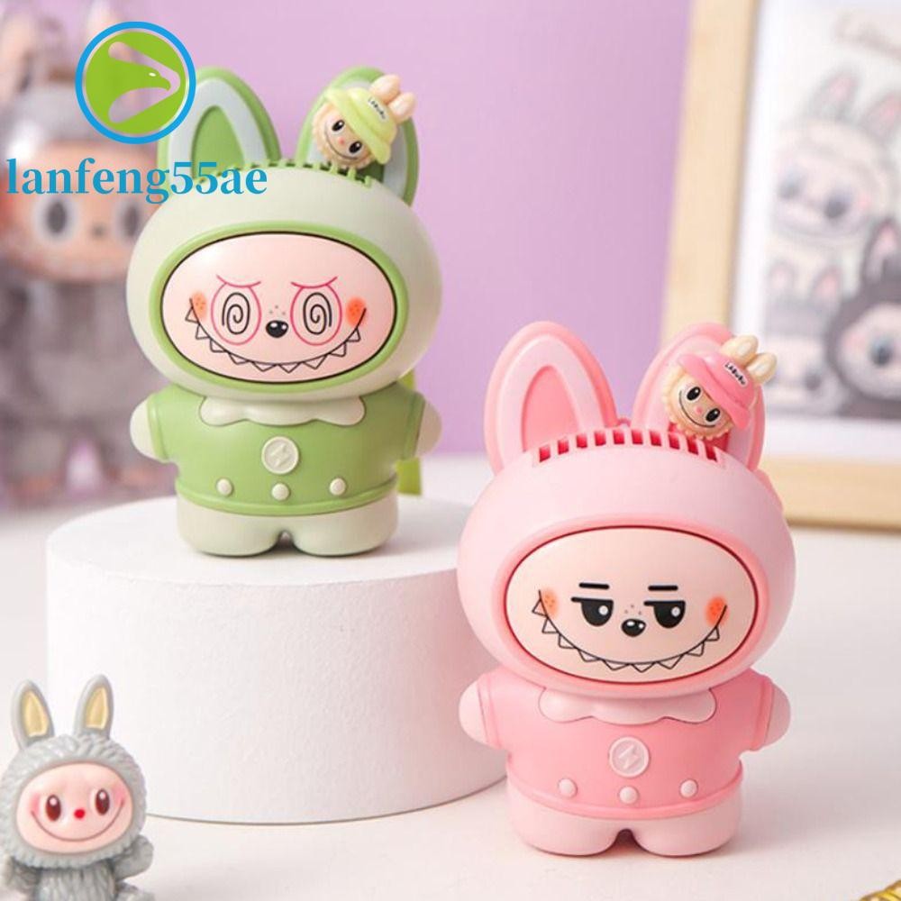 LANFENG Labubu Anime Figure, Plastic 360 Rotation Cartoon Handheld Fan ...