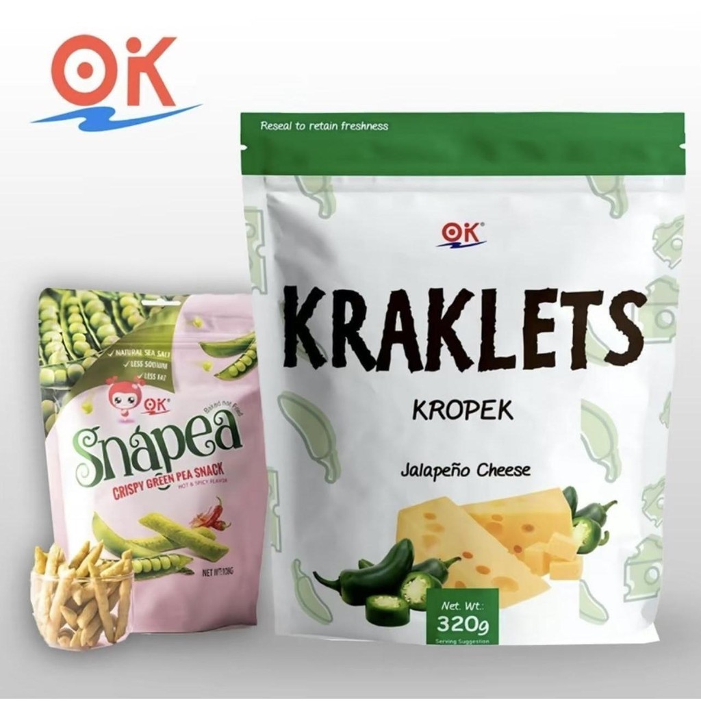 [OK Snacks][2 in 1 set]Kraklets Kropek 320g+Snapea Popcorn Crisps 108g ...