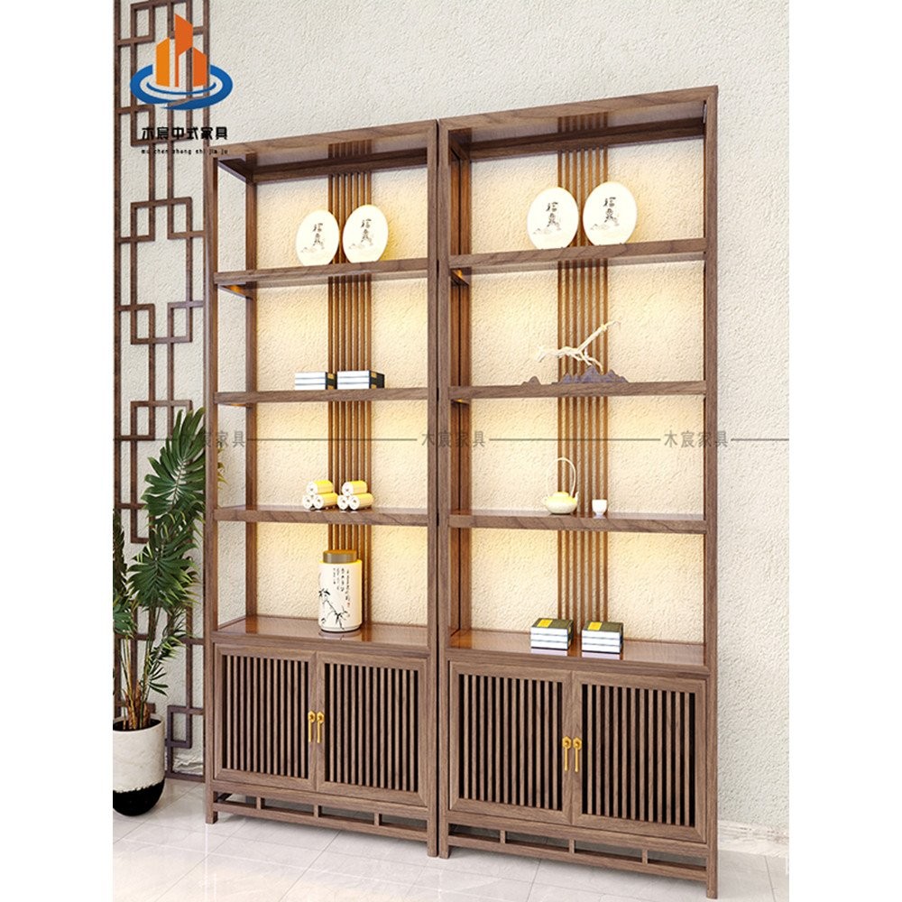Tea Shop Display Cabinet Solid Wood Curio Shelf Pu'er Tea Display Stand ...