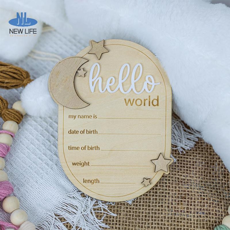 # New Life # Baby Announcement Sign, 5.91x4.13 Inch Wooden Newborn ...