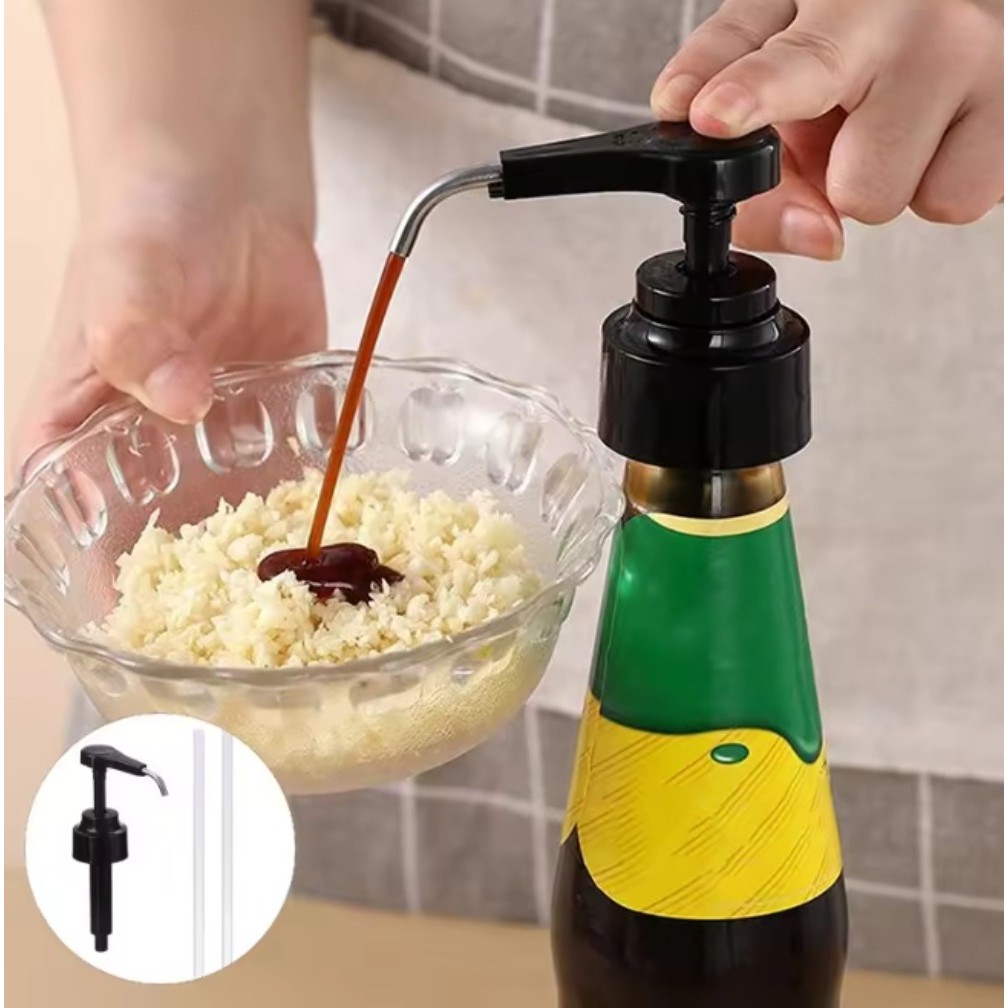 Stainless Steel Oyster Sauce Bottle Pressure Nozzle Pump Head Household Sauce Squeezer Dispenser ...