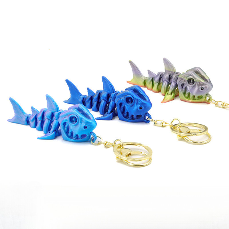 3d printed toys Realistic Shark Keychain Full Body Movable Joints ...