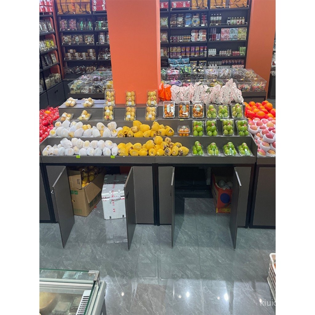 Fruit Shop Display Cabinet Wall-Mounted Fruit Rack Tiered Fruit Shelf ...