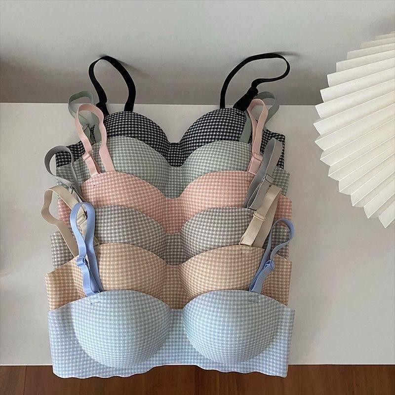 Wireless Bra Plaid Pattern (Smooth Edge Model) No Seams Beautiful And ...