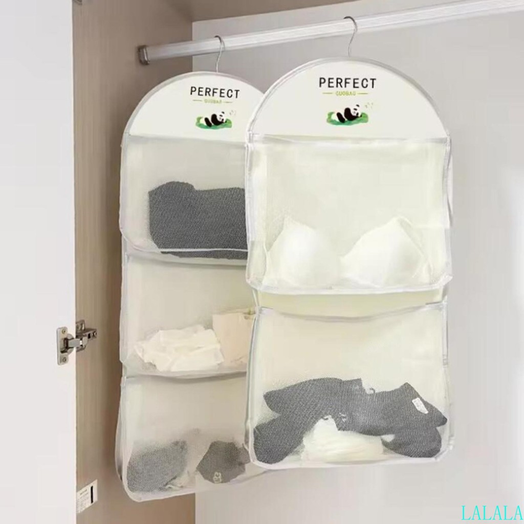 Double Layer Storage Hanging Bag Sock Storage Hanging Bag Wardrobe ...
