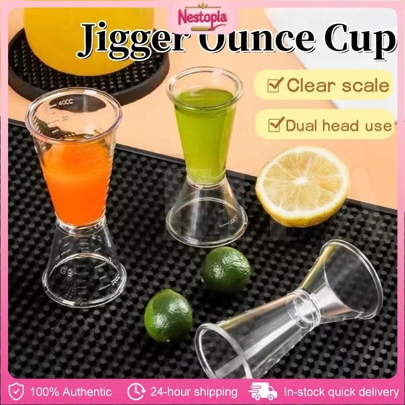 Double Clear Jigger Ounce Cup Plastic Resin Milk Tea Coffee Mixing Oz ...