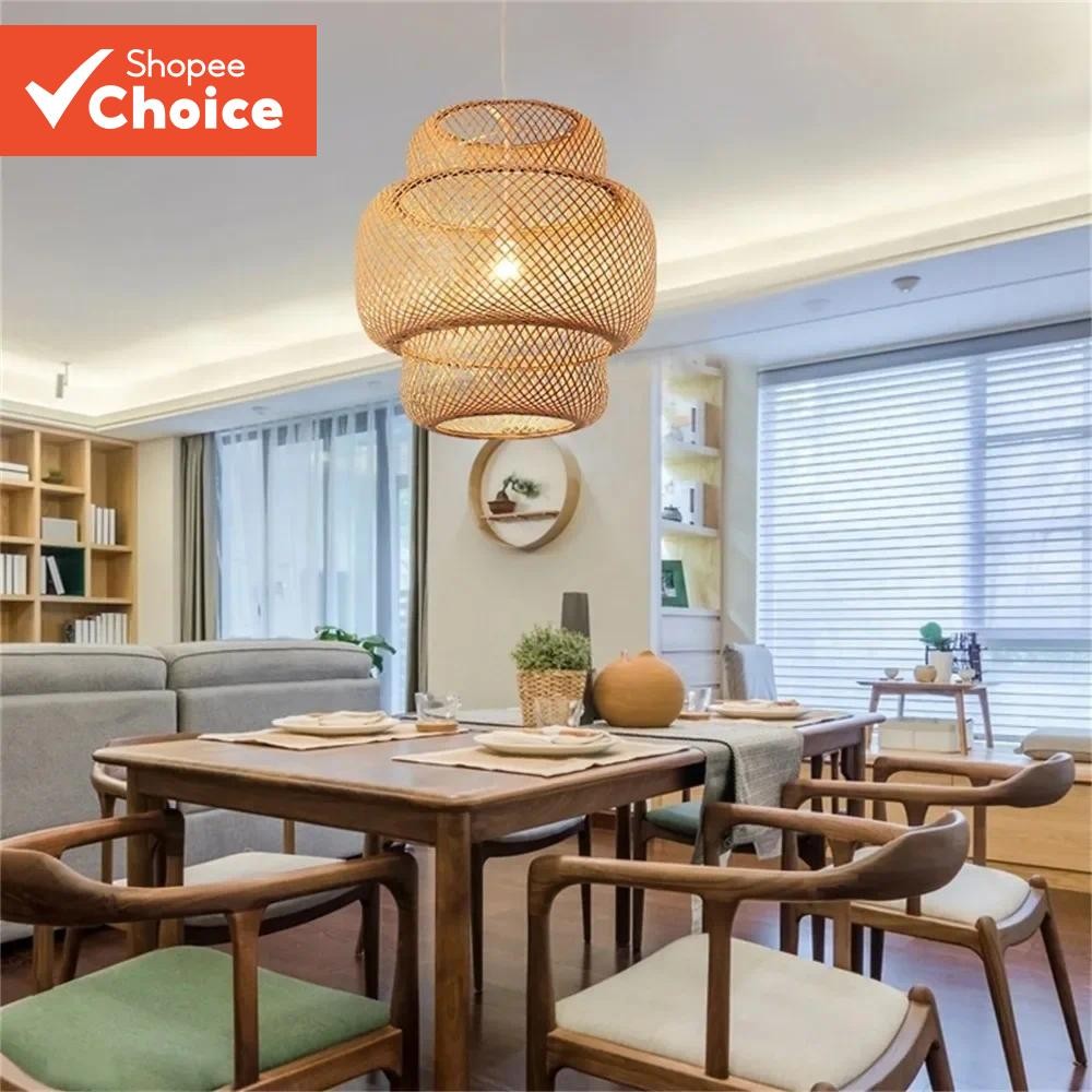 Rattan lampshade chandelier Suitable for hotel island resorts | Shopee ...