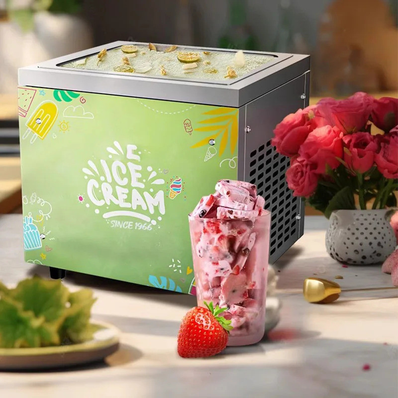Electric Fried Ice Cream Roll Machine Pot Stir-Fried Milk Roll Machine ...
