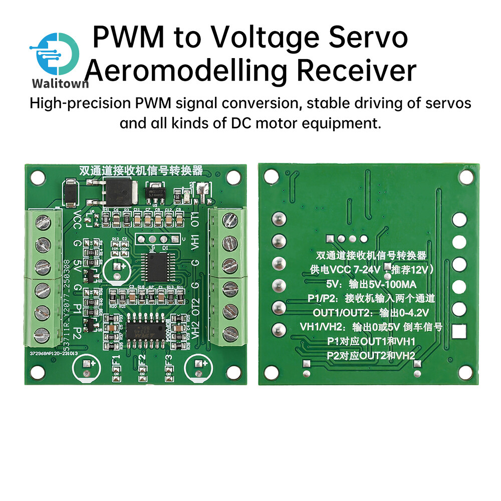 PWM to Voltage Servo Aeromodelling Receiver Signal Converter Board ...