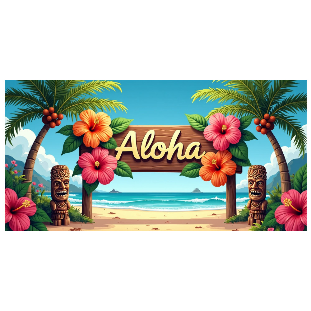Avezano Aloha Backdrop Hawaiian Luau Party Decorations Summer Flamingo ...