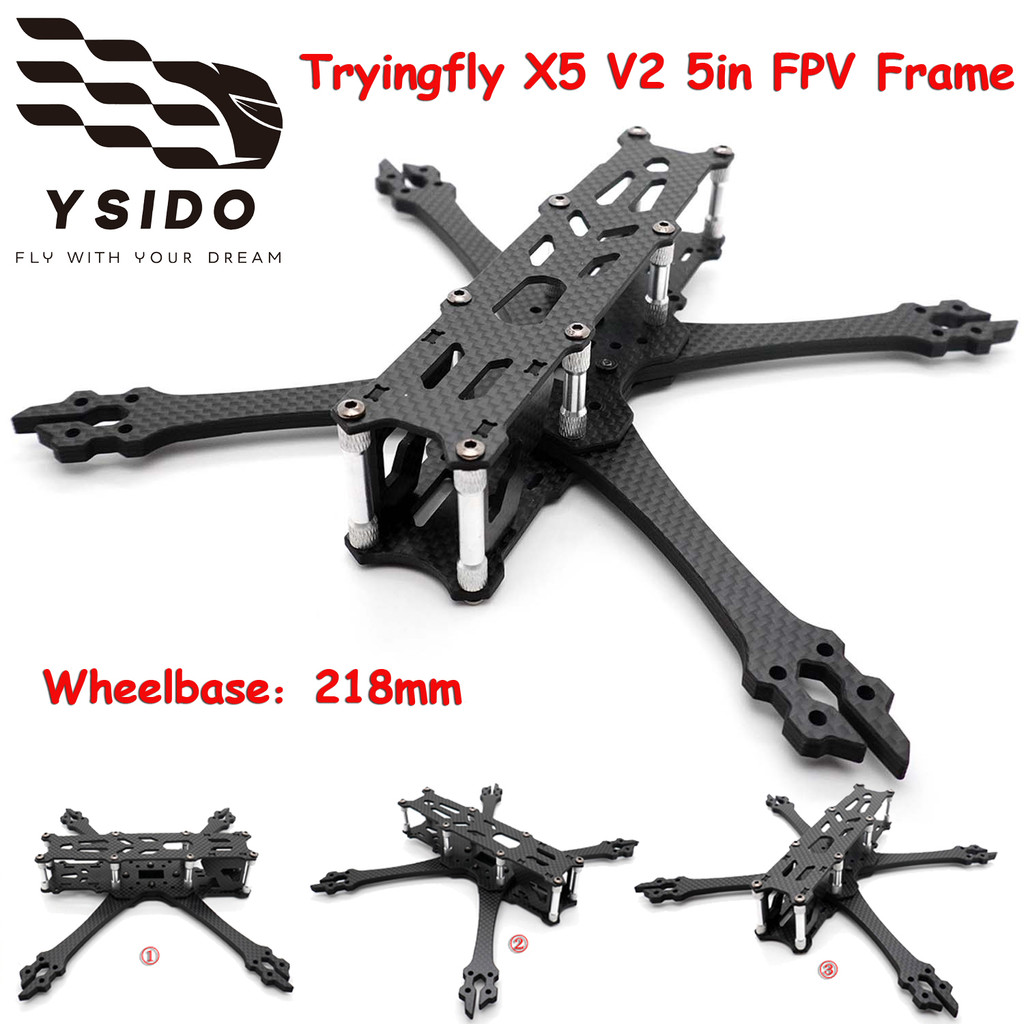 Tryingfly X5 V2 FPV RC Drone Frame Kits 218mm Wheelbase Carbon Fiber Frame for 5Inch FPV ...