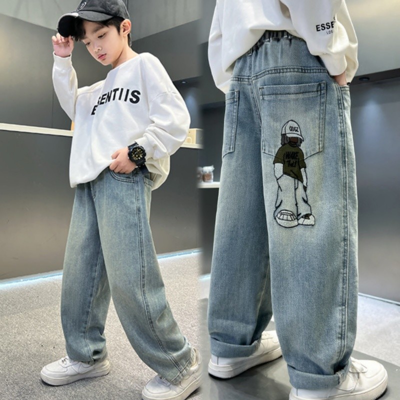 Jeans For Kids Boy 6-12yrs Fashion Embroidery Pants For Kids Boy Street ...