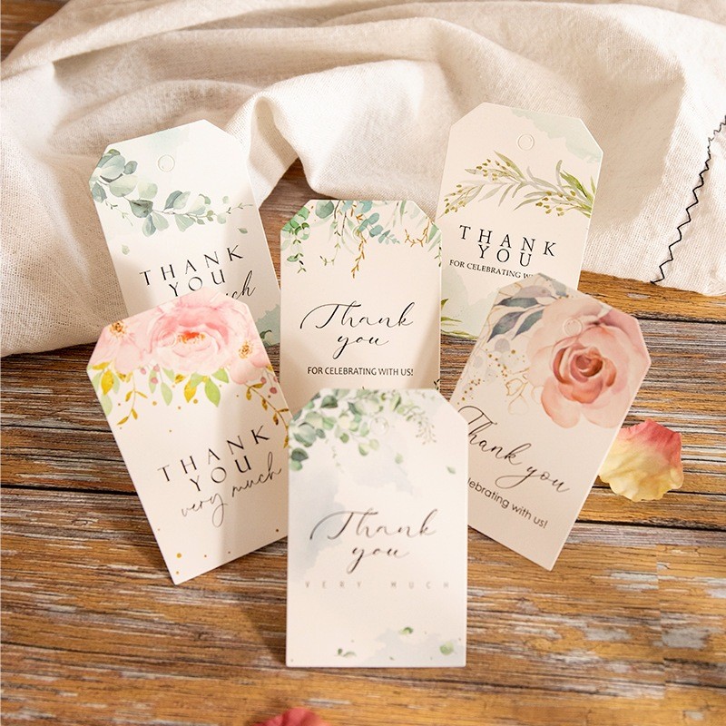 50pcs THANK YOU Label Tags Hanging Strings Gift Wrapping Paper Tags ...