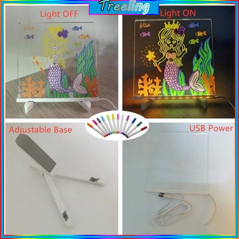 Treeling Transparent Acrylic Signs LED Memo Board Light up Whiteboard ...