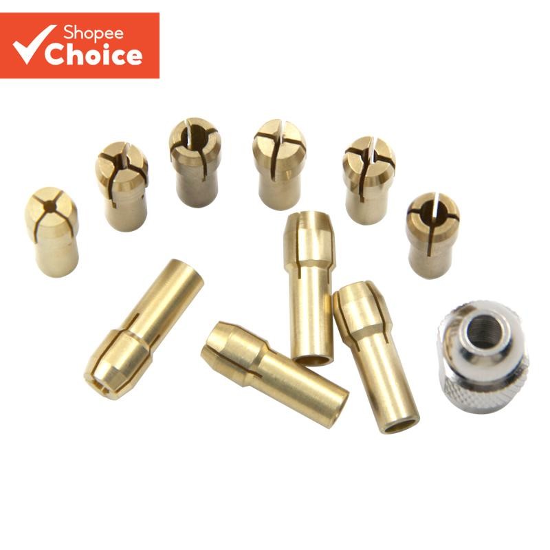 11pcs brass chuck silver nut drill bit clamp,mini drill chuck accessory ...
