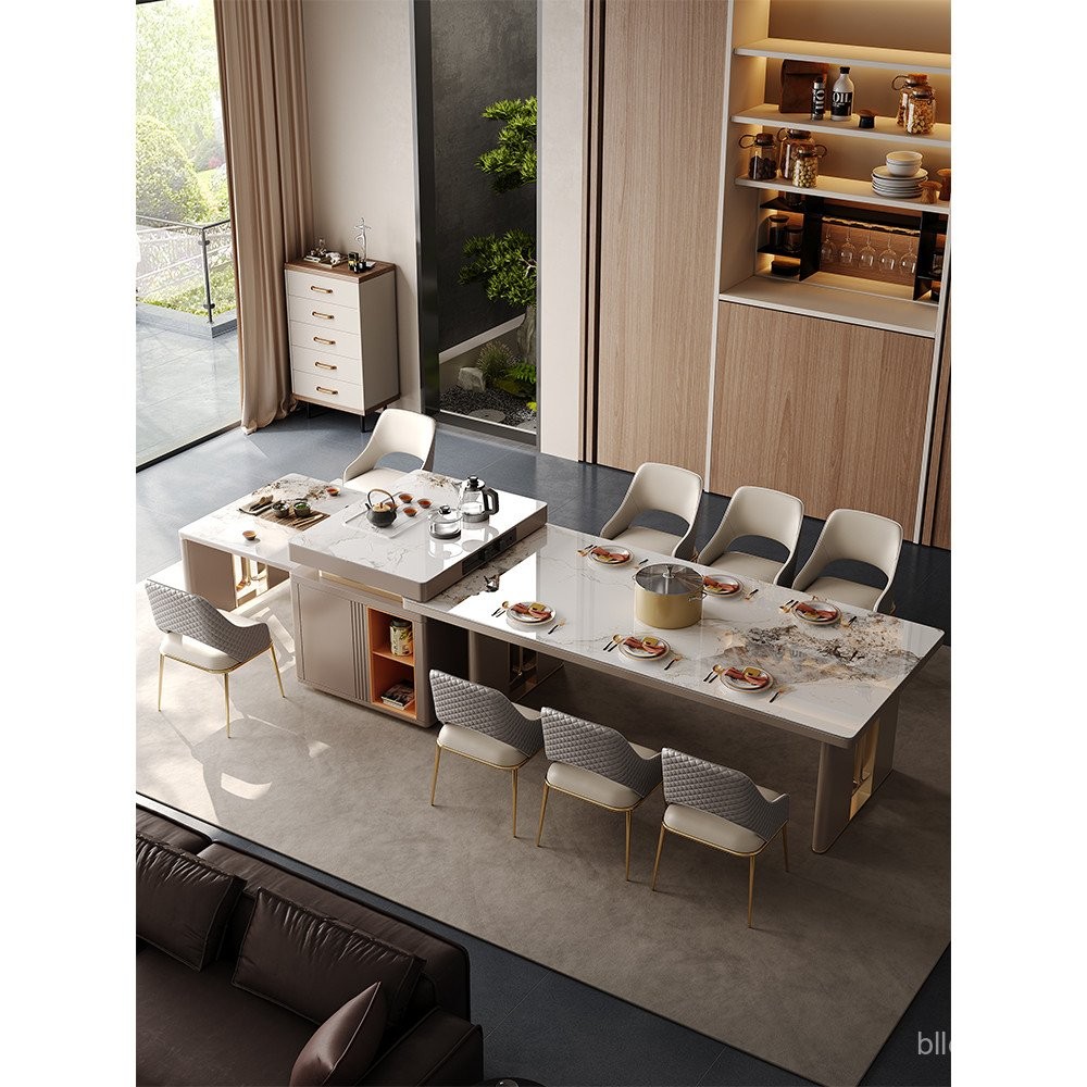 Island Rock Slab Dining Table Integrated Light Luxury Modern Simple ...