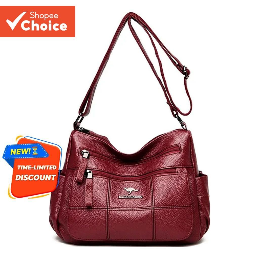 Women Multi Layer Crossbody Bag Soft PU Leather Spacious Shoulder ...