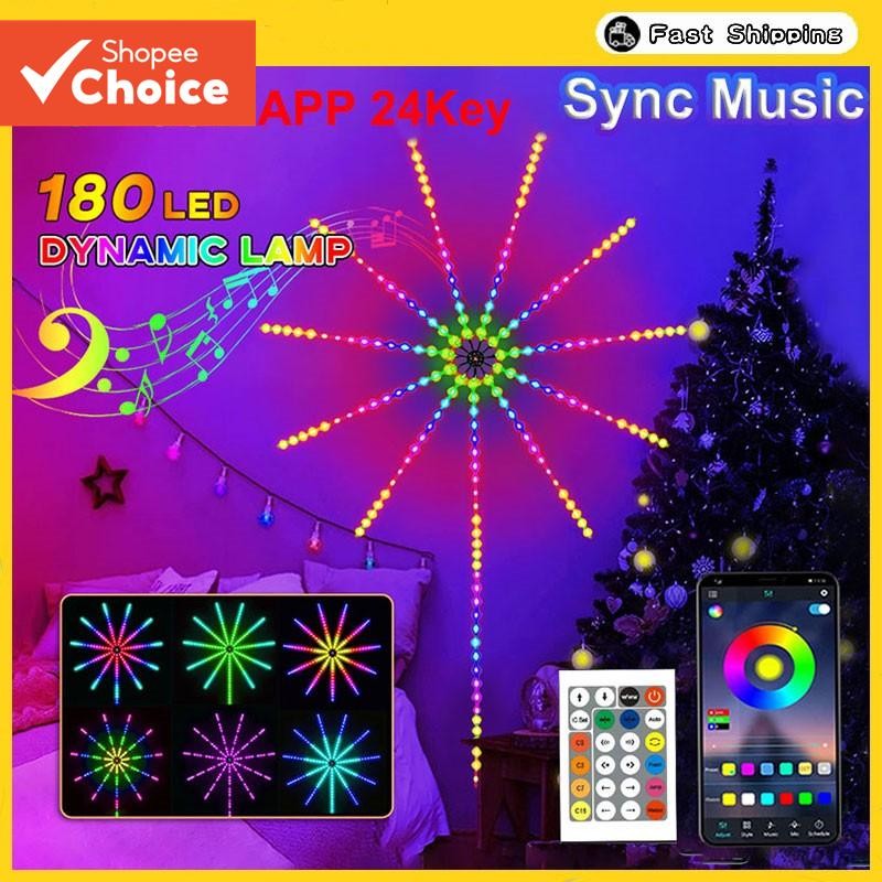 180LED Firework Lights Music Sound Sync RGB Lights With APP Remote ...