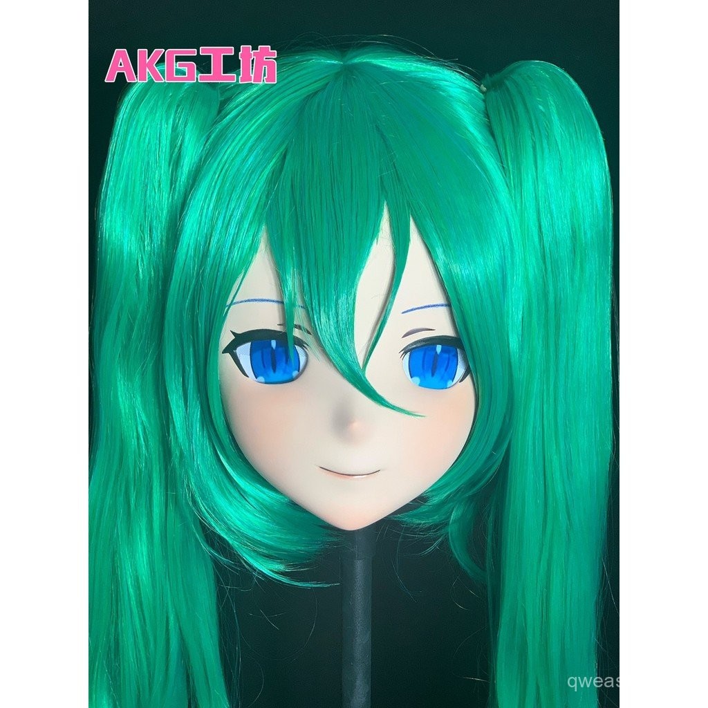 Full head with lock cosplay 2D Character Prop Headgear Kigurumi Mask ...