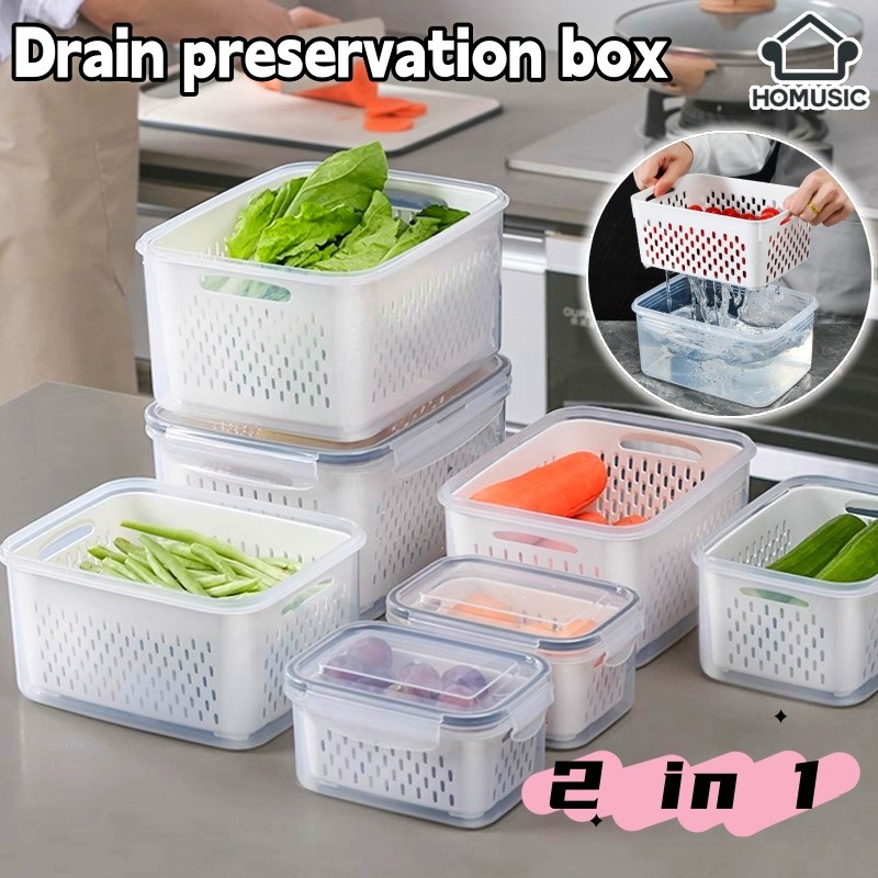 Drain Preservation Box Refrigerator Freezer Box Food Organizer ...